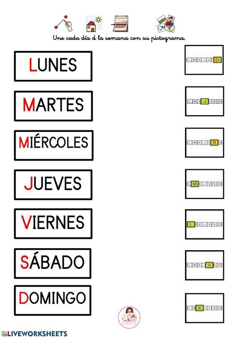 Une Cada Día De… Free Interactive Worksheets 110875