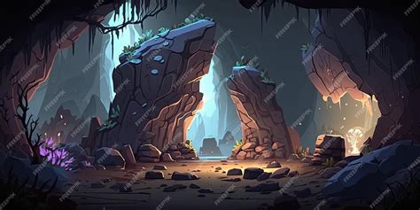 2d пещера на фоне скалы для мобильной игры на боевой арене Generative