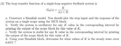 Solved The Loop Transfer Function Of A Single Loop Negative