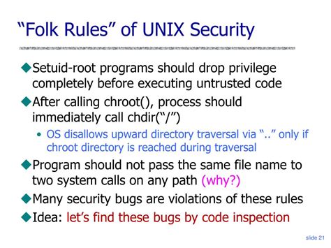 Ppt Unix Security Setuid And Chroot Static Security Analysis With