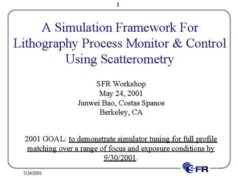 1 A Simulation Framework For Lithography Process Monitor