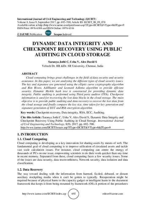 pdf dynamic data integrity and checkpoint recovery using public
