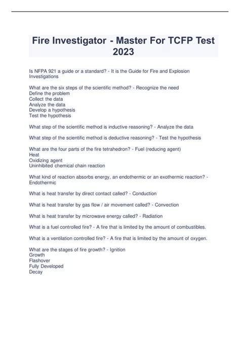 Fire Investigator Master For Tcfp Test 2023 Tcfp Stuvia Us