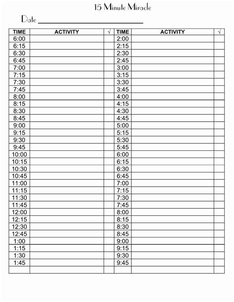Printable 15 Minute Timesheet Template