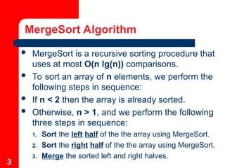Mergesort Data Structure Algorithm 102 Fa08 Ppt