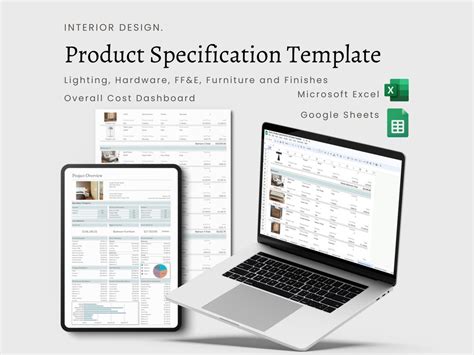 Interior Design Google Sheets Excel Product Specification Template Finishes Schedule FF E