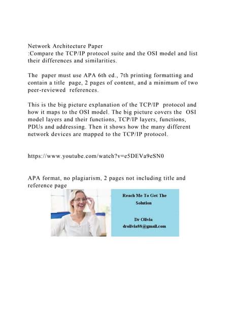 Network Architecture Papercompare The Tcpip Protocol Suite Anddocx