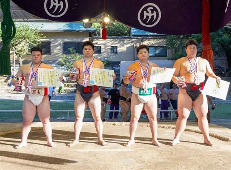 無差別級の入賞者（左から）優勝・栗田裕有、2位・山本剛瑠、3位・猿川天嵐、草野直哉（提供写真） ― スポニチ Sponichi Annex スポーツ
