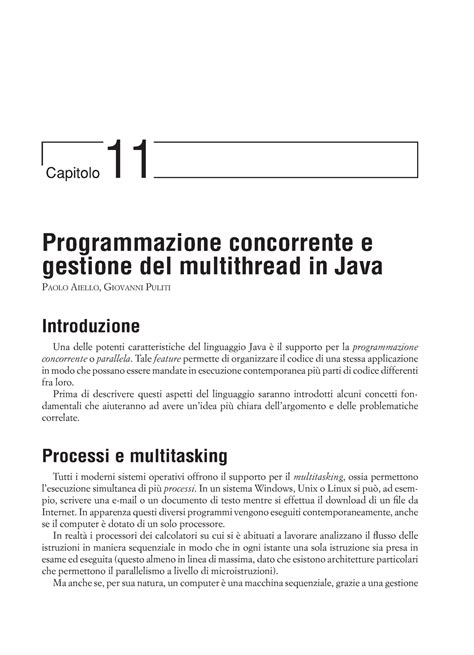 Programmazione Concorrente Java Capitolo 11 Programmazione