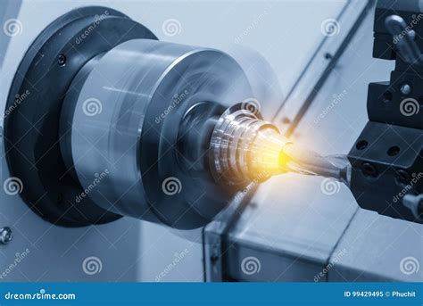 CNC Lathe Machine Or Turning Machine Stock Image Image Of Alloy Metalworking