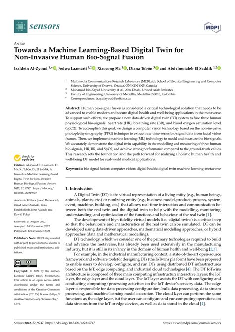 Pdf Towards A Machine Learning Based Digital Twin For Non Invasive Human Bio Signal Fusion