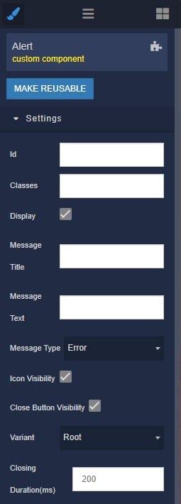 alert component backendless marketplace