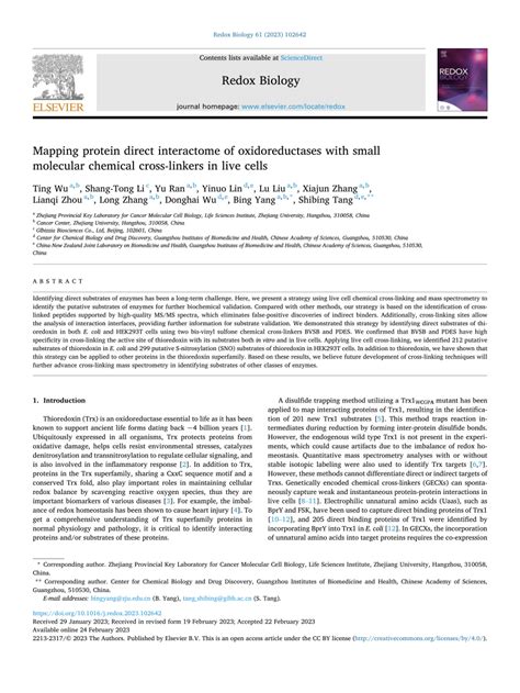 Pdf Mapping Protein Direct Interactome Of Oxidoreductases With Small Molecular Chemical Cross