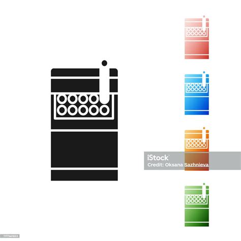 흰색 배경에 격리 된 검은 색 열기 담배 팩 상자 아이콘입니다 담배 팩 다채로운 아이콘을 설정합니다 벡터 일러스트레이션 0명에 대한 스톡 벡터 아트 및 기타 이미지 Istock
