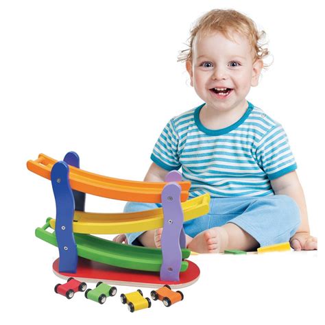 Garage 3 Livelli Scivolo Parcheggio Pista Macchinine In Legno Bambini