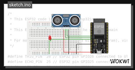 Esp32 Ultrasonic With Led Wokwi Esp32 Stm32 Arduino Simulator
