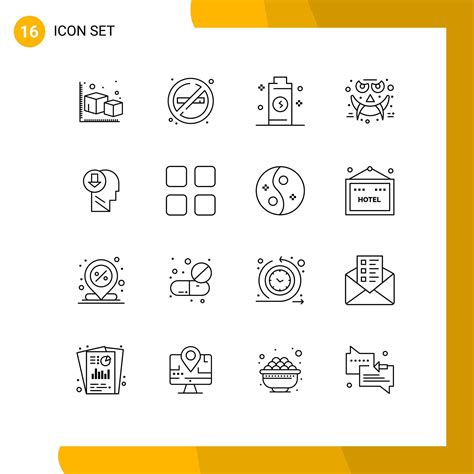 Pack Of 16 Modern Outlines Signs And Symbols For Web Print Media Such
