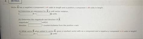 Solved DETAILS Vector A Has A Negative X Component Chegg Com