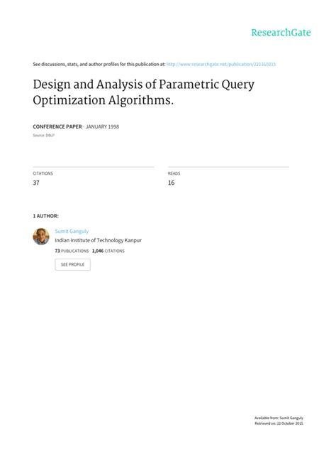 Parametric Query Optimization Pdf Mathematical Optimization Loss