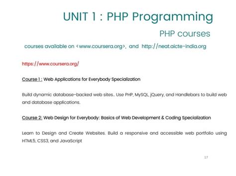 WEB TECHNOLOGIES PHP Programming PPT