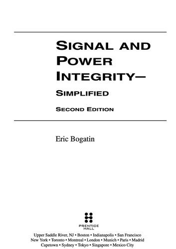 Signal And Power Integrity Simplified By Eric Bogatin Open Library