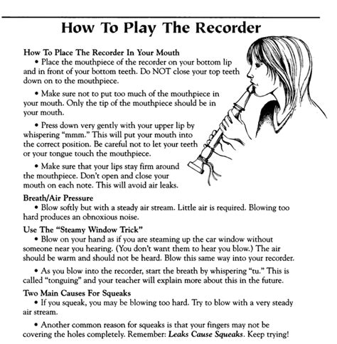 FORM OCS Recorder How To Play The Recorder