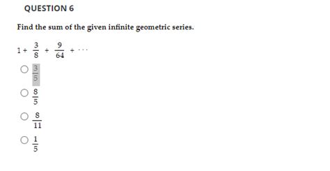 solved find the sum of the given infinite geometric series