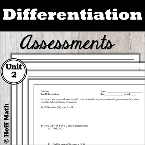 Calculus Differentiability Assessments Unit 2 Quiz And Test By Hoff Math