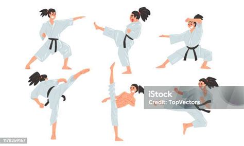 남성 가라데 전투기 에서 화이트 기모노 연습 무술 세트 남자 하기 가레 벡터 일러스트 가라테에 대한 스톡 벡터 아트 및 기타
