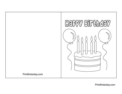 Foldable Printable Birthday Cards To Color Free Printable Birthday Cards