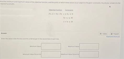 Solved Find The Minimum And Maximum Values Of The Objective