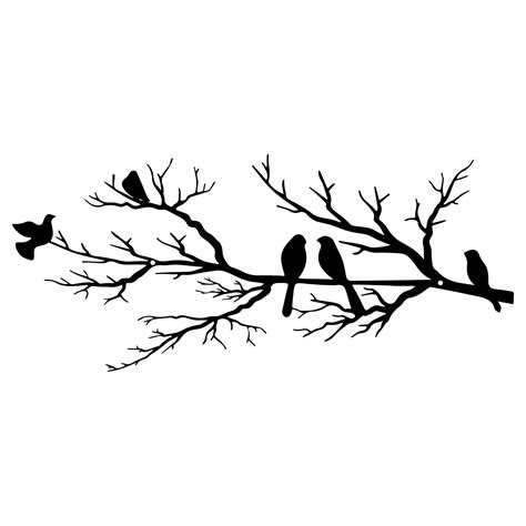 Metal Birds Wall Art Metal Vivid Birds On Branch Silhouette Wall Decor Black Leaves With Bird