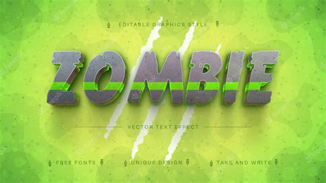 Premium Vector Poisonous Zombie Editable Text Effect Font Style