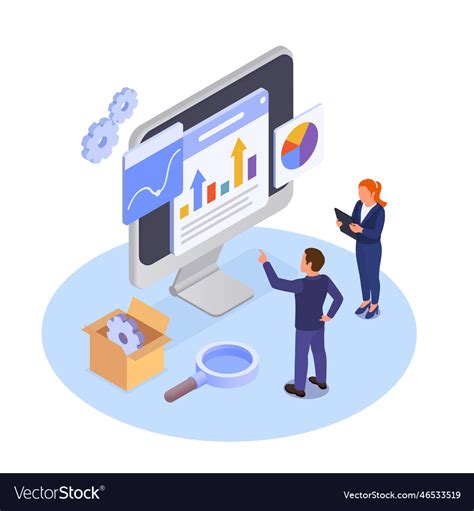 Seo Metrics Isometric Composition Royalty Free Vector Image