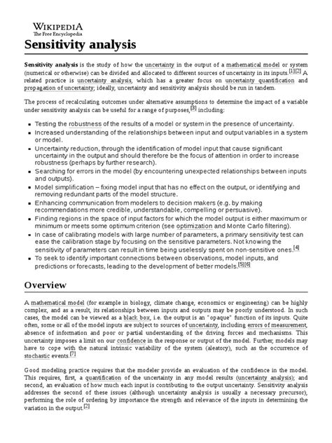 Sensitivity Analysis Pdf Sensitivity Analysis Science