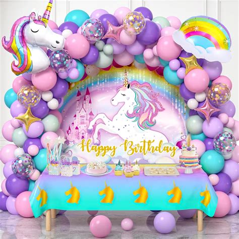 Winrayk 144pcs Purple Unicorn Party Decorations Birthday Supplies For Girls Purple