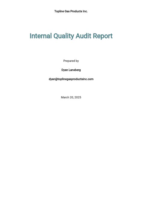 Quality Audit Report Template