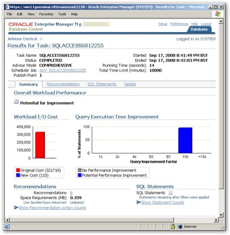 Tuning An Oracle 11g Data Warehouse Using The DBConsole Advisors