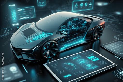 Electric Vehicle With Self Driving Future Car Software Technology Self Driving Car Autonomous