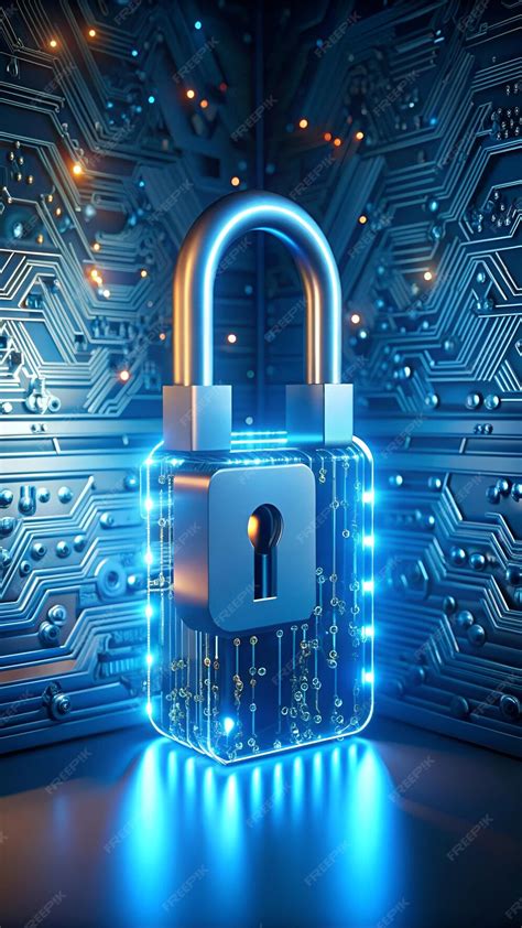 Futuristic Digital Lock With Blueglowing Circuits Binary Code Backdrop