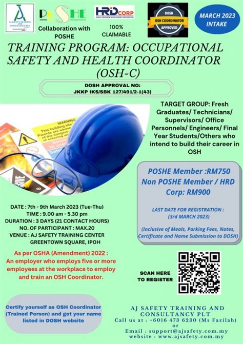 Occupational Safety And Health Coordinator OSH C DOSH Approved Program March AJ SAFETY