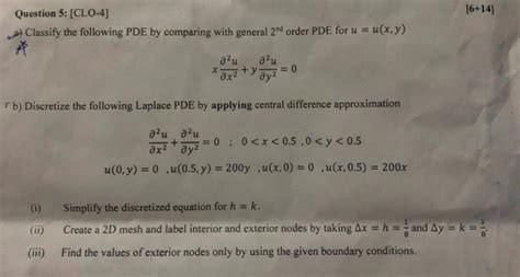 Solved Question CLO Classify The Following PDE Chegg Com