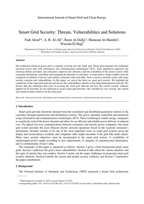 Pdf Smart Grid Cyber Security Challenges And Solutions