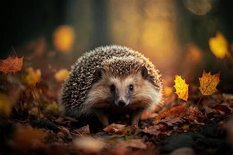 Ein Natürliches Tier Ein Europäischer Igel Rennt Durch Den Wald