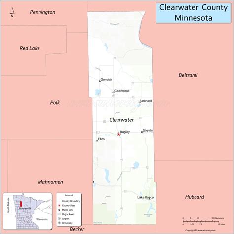 Clearwater County Map Minnesota Where Is Located Cities Population