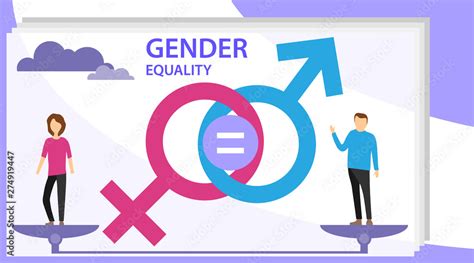 Gender Equality Vector Illustration Flat Tiny Persons With Sex Symbol Concept Gender Equality