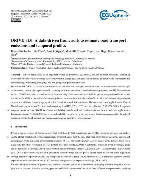 Pdf Drive V10 A Data Driven Framework To Estimate Road Transport