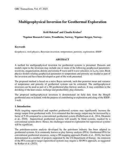 Pdf Multigeophysical Inversion For Geothermal Exploration