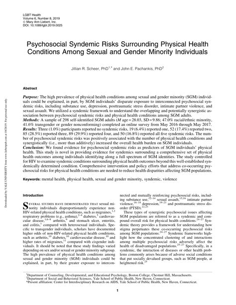 Pdf Psychosocial Syndemic Risks Surrounding Physical Health