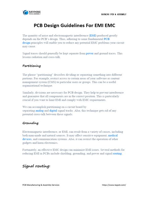 Pcb Design Guidelines For Emi Emc Pdf Printed Circuit Board Electromagnetic Interference